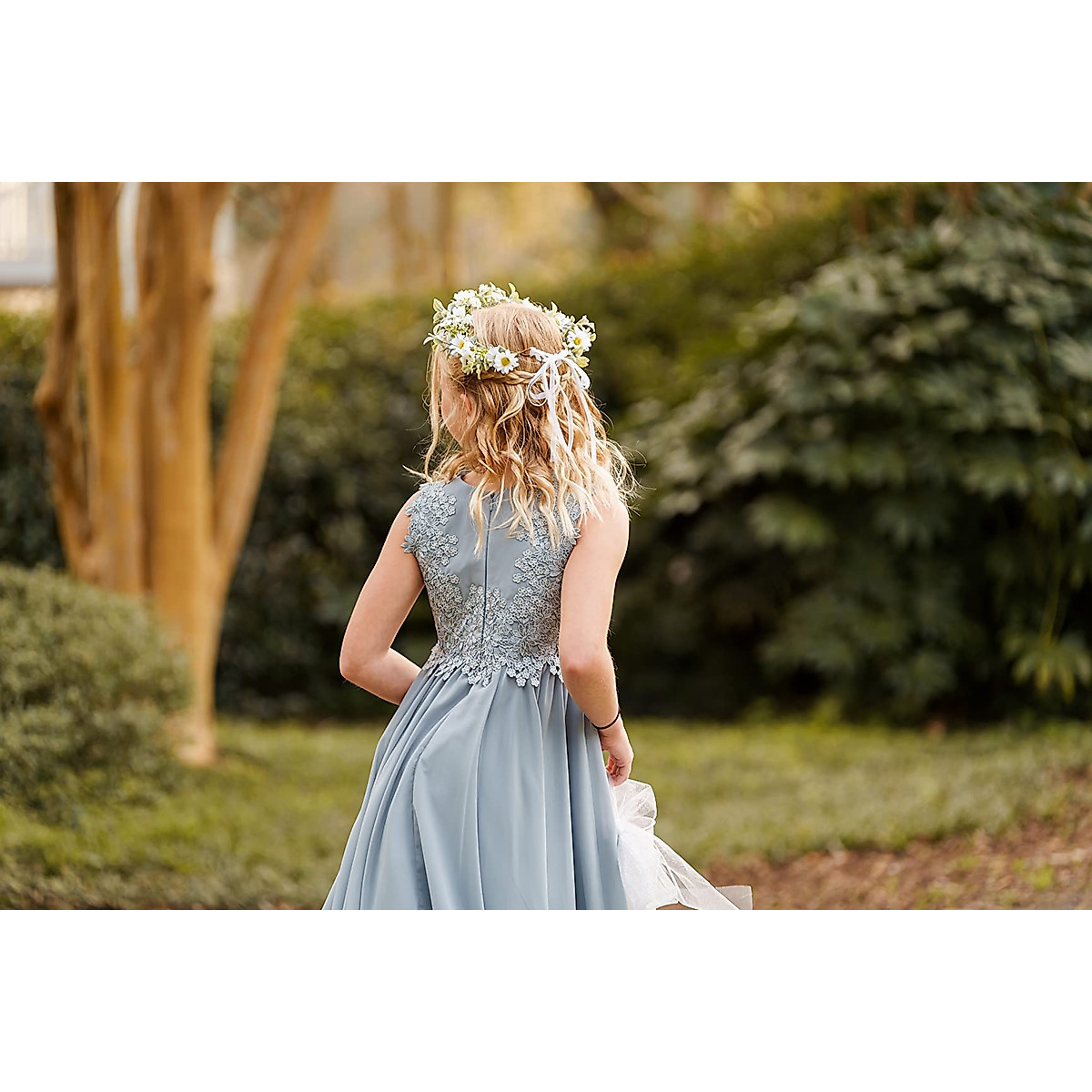 Floral Fall Sunflower Halo Wedding Crown Flower Girls Headband Birthday Party Headpiece FL-18 (Daisy white)