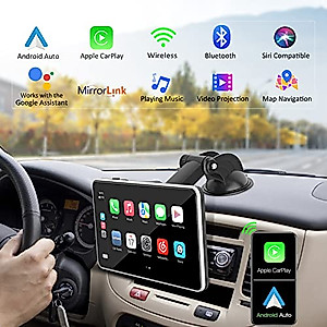 Carpuride 2023 Newest Wireless Apple Carplay & Android Auto,7 Inch Full HD Touch Screen Portable Car Radio Receiver,Car Stereo with Mirror Link, Google, Bluetooth