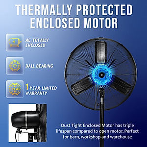 Tornado 24" Outdoor Rated IPX4 Water-Resistant Metal Oscillating Pedestal Fan - 7600 CFM - cETL