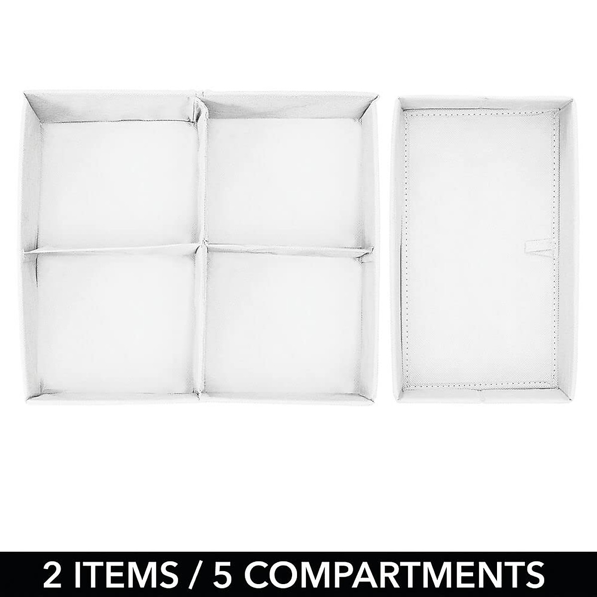 mDesign Soft Fabric Polka Dot Dresser Drawer and Closet Storage Organizer Bin for Child/Kids Room, Nursery, Playroom - Divided 5 Section Tray, Set of 4 - Light Blue/White