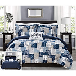 Utopia Blue Queen 8pc Duvet Set