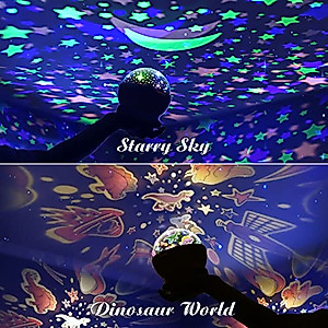 STRAWBETTER Dinosaur Night Light for Kids Toys 2-in-1 Dinosaurs & Star Projector for Boy 3 4 5 6 7 8 9 10 11 12 Year Old Gifts Rotating Nights Lights Lamp for Age 3-12 Boys&Girls Bedroom