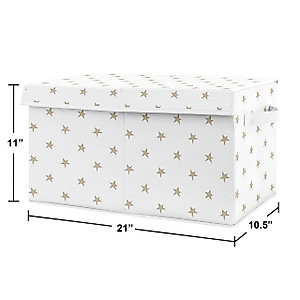 Sweet Jojo Designs Gold and White Celestial Star Girl Small Fabric Toy Bin Storage Box Chest For Baby Nursery or Kids Room