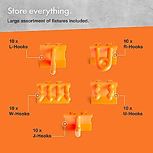 VonHaus 50 Piece Wall Mounted Plastic Pegboard and Shelf Tool Organizer - DIY Garage Storage Wall Mount System with Rack and 50 Assorted Hook Accessories - Tool, Parts and Craft Organizer