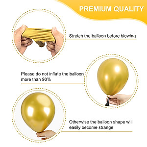 RUBFAC 120pcs 12 Inches White Gold Balloon Kit, Metallic Chrome Gold and Confetti Balloons for Birthday Wedding Engagement Bridal Shower Decorations