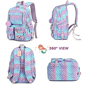KIDNUO Girls Backpack,15.6 Inch Laptop School Bag Large Primary Elementary Middle College Bookbags Kids Backpacks for Teens Girls Women Students Anti Theft Travel Daypack (Purple)