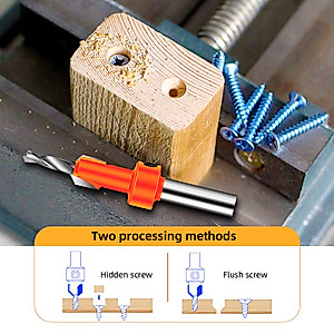 SENDRILL Wood Working Countersink Drill Bit Set Round Shank for Timber Working, with Hex Key Wrench（6PCS)