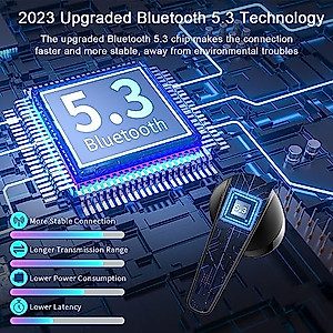 Wireless Earbud, Bluetooth 5.3 Headphones, Bluetooth Earbud Noise Cancelling, 40H Ear Buds with 4 ENC Mics, Earphones in-Ear Earbud LED Display IP7 Waterproof Stereo Mini Charging Case for Sports uaue