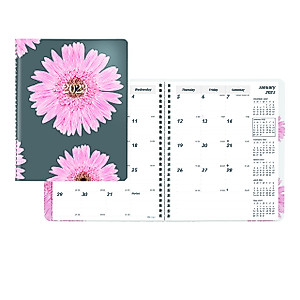 Brownline 2023 Pink Essential Monthly Planner, 14 Months, December 2022 to January 2024, Twin-Wire Binding, 8.875" x 7.125", Pink Daisy (CB1200G.05-23)