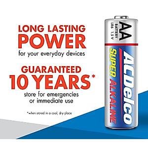 ACDelco 48-Count AA Batteries, Maximum Power Super Alkaline Battery, 10-Year Shelf Life, Recloseable Packaging