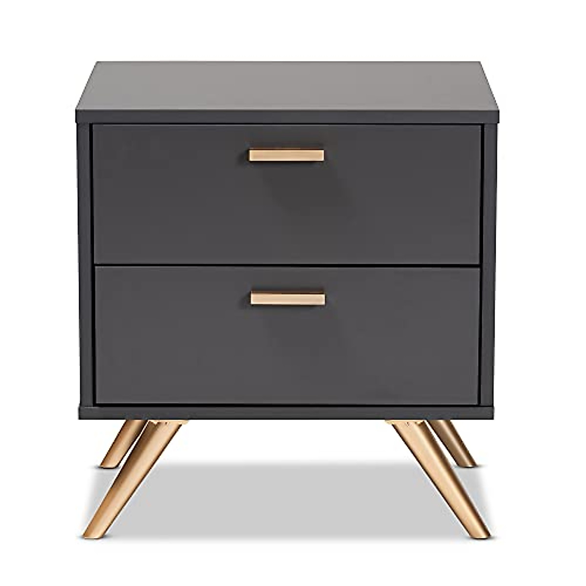 Baxton Studio Kelson Nightstand, Dark Grey/Gold