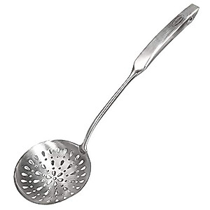 Skimmer Slotted Spoon, [Rustproof, Integral Forming, Durable] Newness 304 Stainless Steel Slotted Spoon with Vacuum Ergonomic Handle, Comfortable Grip Design Strainer Ladle for Kitchen, 14.96 Inches