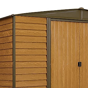 Arrow Shed WR106 Arrow Woodridge Low Gable Steel, Coffee/Woodgrain 10 x 6 ft. Storage Shed, Brown