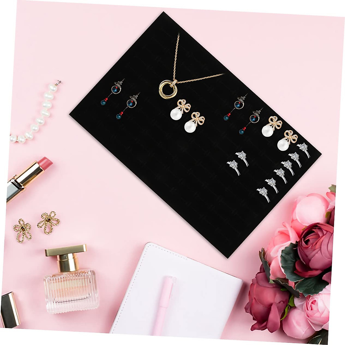 Didiseaon 9 pcs Jewelry Box black stand black choker necklace black sponge Ear Stud Pad black foam ring insert drawer ring organizer earring display tray jewelry insert pad foams pad lining