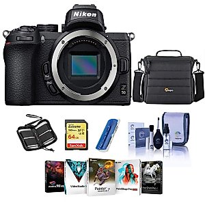 Nikon Z50 Mirrorless Camera - Bundle with Camera Case, 64GB SDXC Memory Card, Cleaning kit, Memory Wallet, Card Reader, PC Software Package