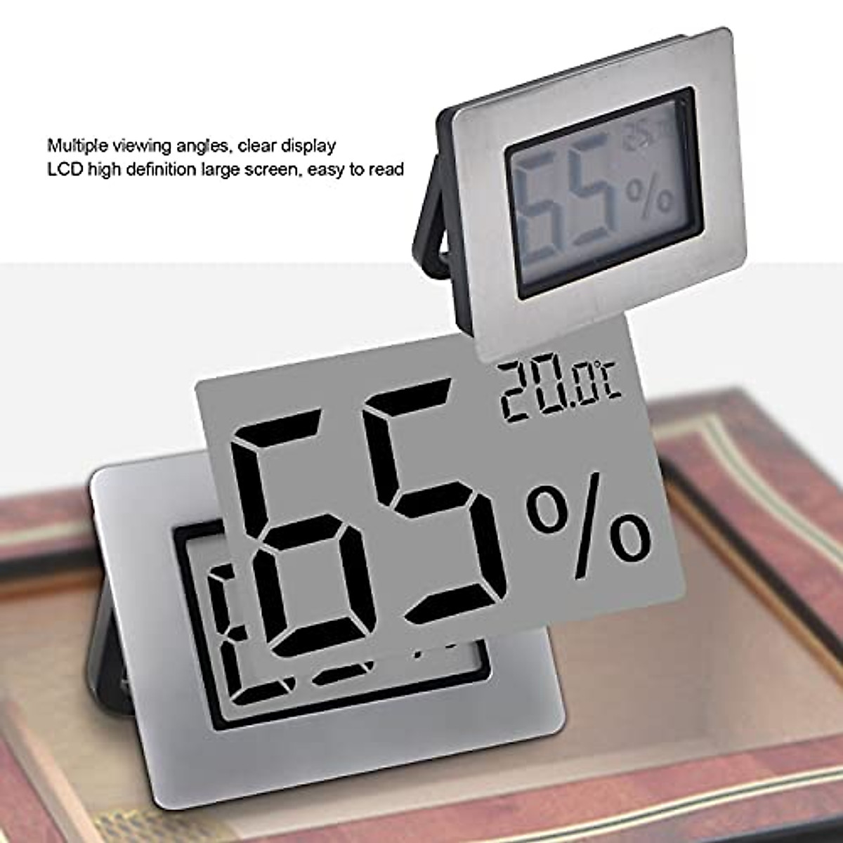 LCD Electronic Thermometer Hygrometer, Clear Display, Wide Application for Cigar Box, Storage Cabinet, Wardrobe, Embedded Design with Temperature and Humidity Measurement Accuracy