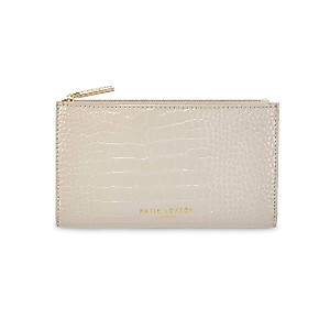 KATIE LOXTON Faux Crocodile Womens Vegan Leather Fold-out Purse Wallet Stone