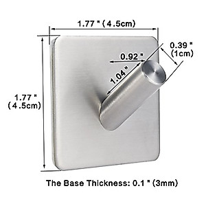 Kabter Towel Robe Hook 3M Self Adhesive Brushed Stainless Steel (Pack of 2)