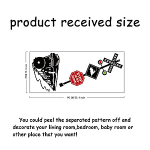 SUPERDANT Railroad Crossing Sign Wall Stickers Train Crossing Wall Decal Train Wall Art Wall Stickers Stop on Red Signal Vinyl Wall Decal DIY Art Stickers for Boys Bedroom Playroom Nursery Decor