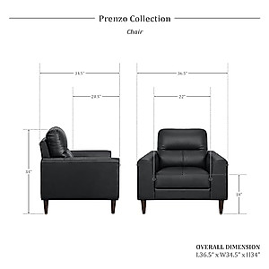 Lexicon Prenzo Leather Match Living Room Sofa Set, 3-Piece, Black