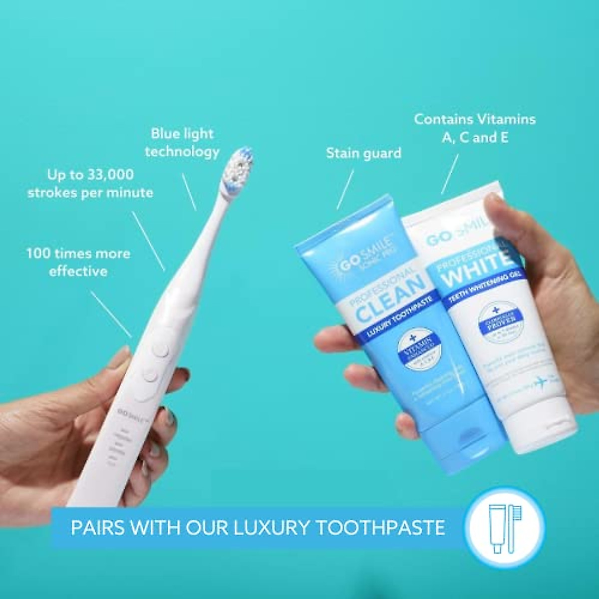 GO SMILE Dental Pro Replacement Brush Heads (4 count), Dentist Recommended antibacterial brush heads, Professional At-Home Teeth Whitening REFILL