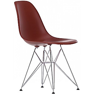 2xHome Eiffel Wire Legs and Armless Seat for Dining Room Red Plastic Side Chair with Chrome Plated