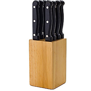 Knife Block For Steak Knives 5 Inch Utility Knives 8 Piece Slot Organizer Durable 100% Natural Wood Holder Storage In Drawer Cabinet Kitchen Centerpiece