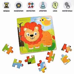 Puzzles for Kids for Ages 3-5, 16 Piece Wooden Jigsaw Puzzles for Toddler Children Learning Educational Toddler Puzzle Toys for Boys and Girls, 6 Pack Preschool Children Puzzles Set