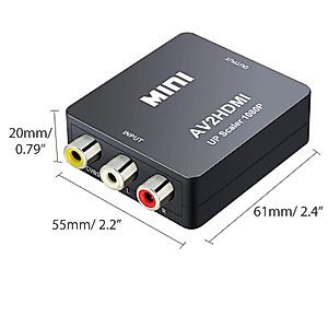 RCA to HDMI Converter, AV to HDMI Converter Adapter, CYSINGC Mini Composite CVBS Video Audio Converter Adapter for Camera DVD VHS VCR STB PSP Xbox PS2 WII to New HDTV Monitor or Projector (Black)