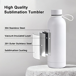 PlanetFlame 12 Pack 17 oz Sublimation Tumblers Bulk, Double-wall Insulated Stainless Steel Water Bottle Sublimation with Silicone Ring for Office,Gym,Travel, Matte White