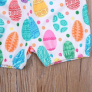 Newborn Baby Girl Easter Outfits My First Easter Short Sleeve Romper+Rabbit Print Shorts Set+Headband 3Pcs Baby Girl Easter Clothes (My 1St Easter A, 6-9 Months)