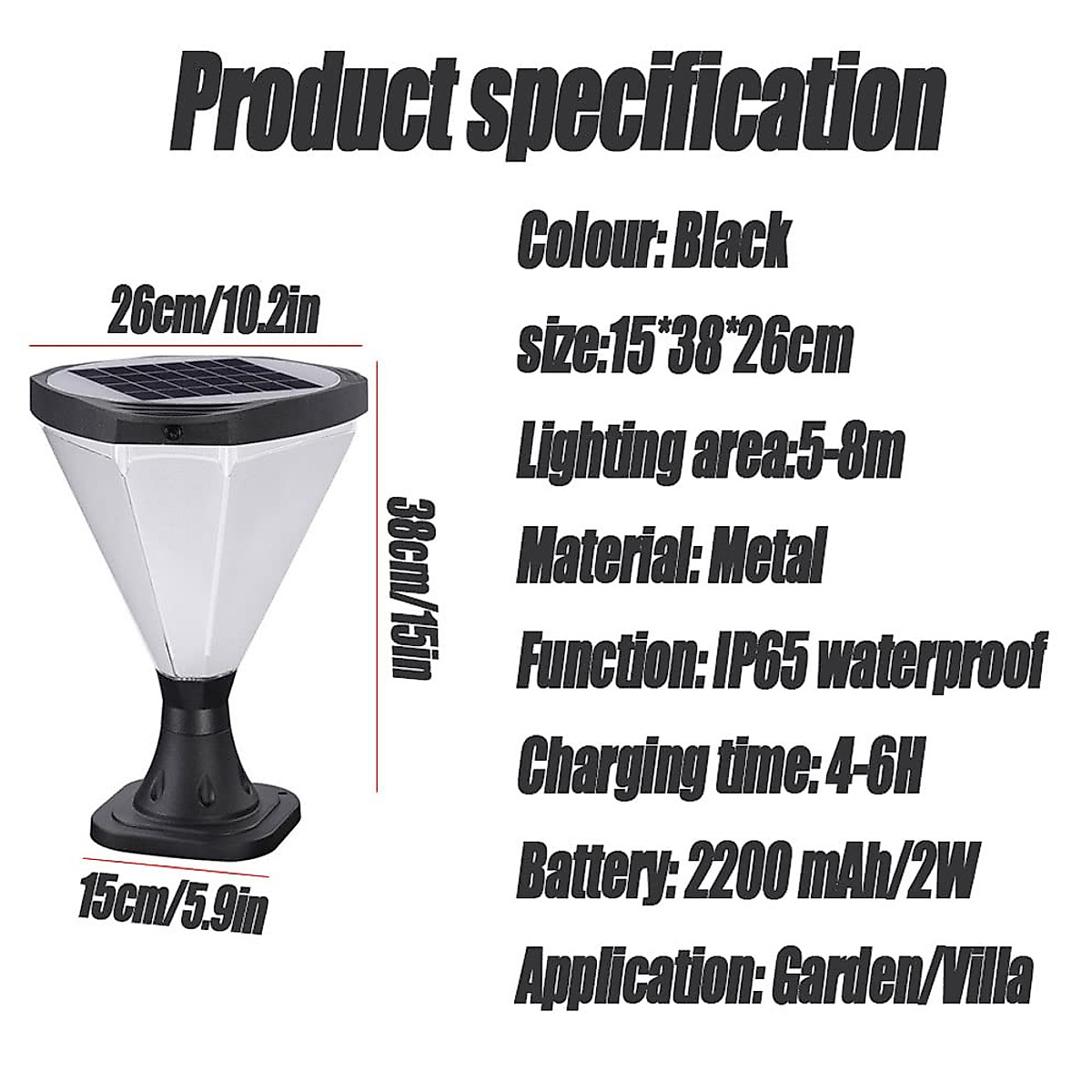 MODEBHD Solar Home Modern Outdoor Post Light Black Acrylic Lampshade Exterior Lamp Post Lights Fixture Simple Metal Material Pole Lantern Light Capted Garden Decoration Column Lamps