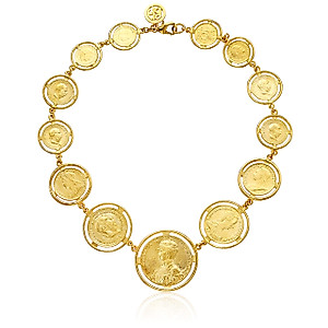Ben-Amun "Moroccan Coins" Gold Necklace, Long Gold Jewelry, Vintage, Handmade Jewels for Women, Made in New York