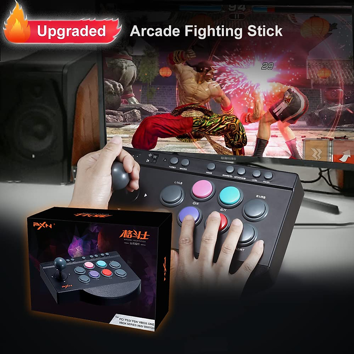 PXN 0082 Arcade Joystick Game Controller Wired USB Interface for PC, PS3, PS4, Nintendo Switch, Xbox one, Xbox Series s/x,