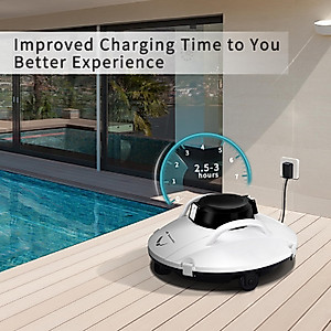 Knocokie Cordless Pool Vacuum Cleaner, Robotic Pool Cleaner, Lasts 120min, Dual-Motor,Smart Navigation and Parking System, LED Indicator, Suitable for Flat Pools Up to 1000 sq. ft 1-year warranty