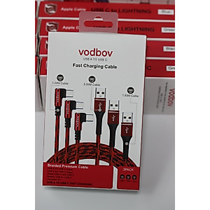 Micatel USB A to USB C Android Charging Cords 3Pack Fast Charger Braided Wire (Red)