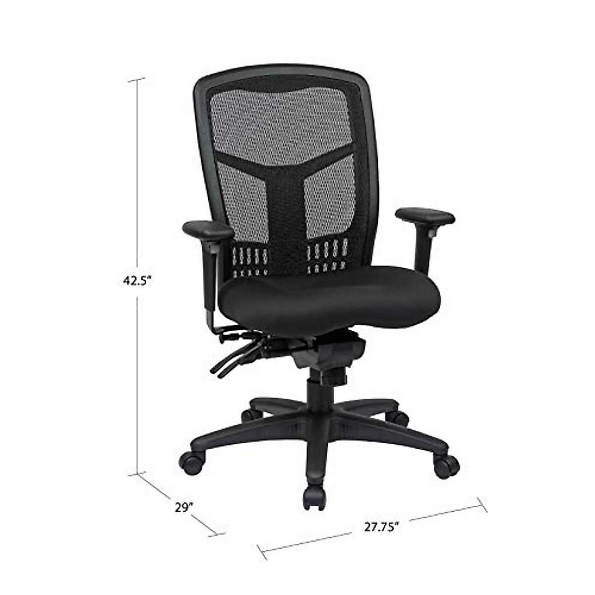 Office Star ProGrid Breathable Mesh Manager's Office Chair with Adjustable Seat Height, Multi-Function Tilt Control and Seat Slider, High Back, Coal FreeFlex Fabric