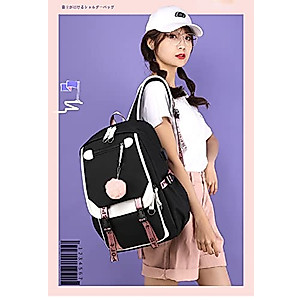 AMZTAN Travel Laptop Backpack for Students with USB Charging Port Oxford Handle Shoulder Tote Bag Laptop Schoolbag (Black)