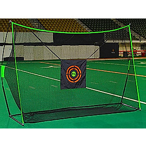 Flair Sports - Golf Hitting Net - Professional Heavy Duty Series - Practice Driver, Irons, & Wedges - Indoor & Outdoor Swing Training - Driving Range at Home - Neon Chipping Target - 10' x 7' Size