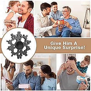 23-in-1 Snowflake Multitool, Roylvan Stainless Steel Snowflake Multi Tool Gadgets Flat Cross Screwdriver Kit Portable Outdoor Camping Bottle Opener Wrench with 2pcs Carabiners, Black