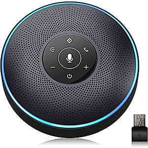 EMEET Bluetooth Speakerphone M2 Black Conference Speaker for 5-8 People Business Conference 360º Voice Pickup 4 AI Microphone Self-Adaptive Conference Call Speaker Skype USB Speakerphone