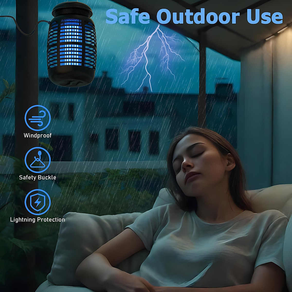 ADDCOLOR Bug Zapper, 15W Sustainable Efficient Fly Zapper Outdoor, Mosquito Zapper with LED Light, Electric Fly Zapper, Fly Traps, Mosquito Killer