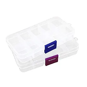 2 pcs Adjustable Clear Plastic Jewelry Craft Beads fishing hook Small Accessories Multipurpose Organizer visually adjustable clearly storage box (10 Adjustable Clearly Storage Box)