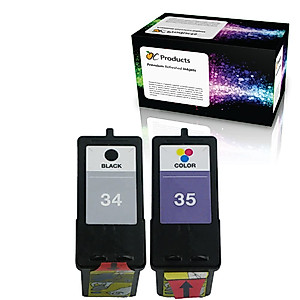 OCProducts Refilled Ink Cartridge Replacement for Lexmark 34 and Lexmark 35 for X4550 X5470 X5410 Z845 Z815 Printers 18C0034 18C0035 (1 Black 1 Color)