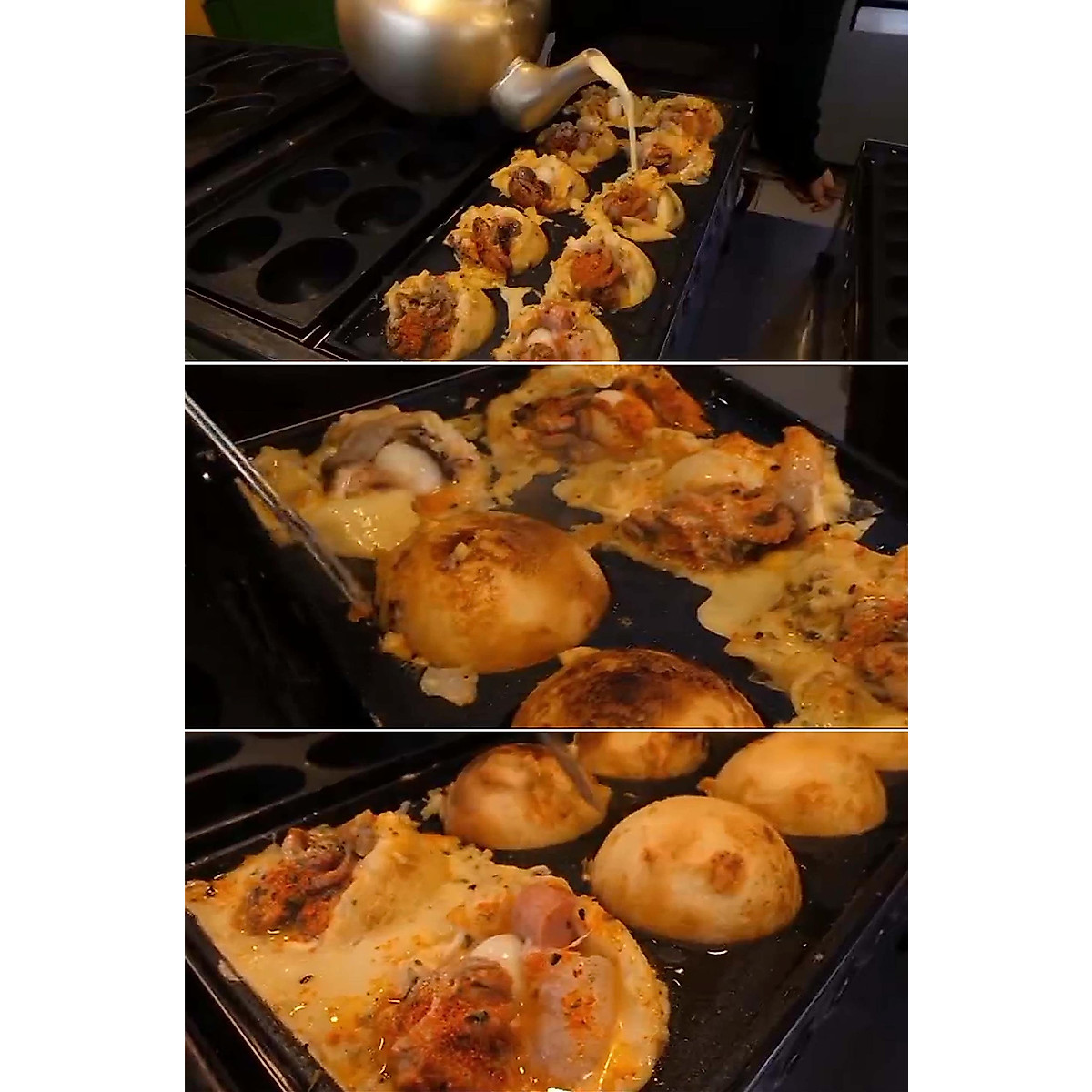 Heaunzy Japan large aperture takoyaki pan cast iron with silicone cover,Poffertjes pan,Appam pan,Masa pan,Banh khot pan,durable and non stick,heavy cast iron uncoated 1.7kg(7 Hole)