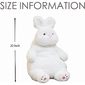 ARELUX 22in Large Bunny Plush Stuffed Animal Hugging Pillow:Soft Giant Sleeping Body Warm Fluffy Pillow Adorable Chubby Bunny Plushie Toy Creative for Friends Dormitory