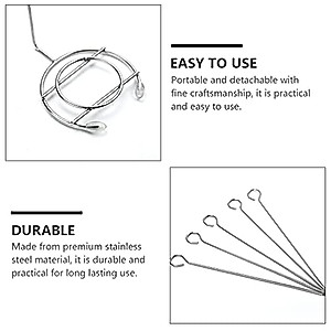 YARDWE Kebab Skewers Metal Skewers 2 Sets Vertical Skewer Stainless Steel Stainless Steel BBQ Kabob Skewers Rack Holder Vertical Barbeque Grilling Rack Meat Spit Kebab Skewers Metal Skewers