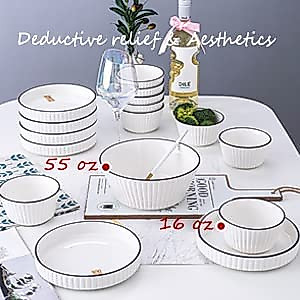 JDZTC Pho Bowl Large Deep Soup Cereal Serving Salad Bowls For Eating Snack Popcorn Ceramic Japanese Noodle Bowl