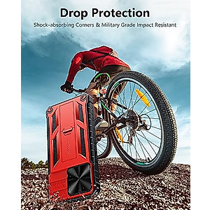 FNTCASE for iPhone 15-Pro-Max Case: Military Grade Drop & Shock Protection Cell Phone Cover with Kickstand & Slide | Rugged Protective Bumper Tough Protector Cases for 15 Pro Max 6.7'' - Red