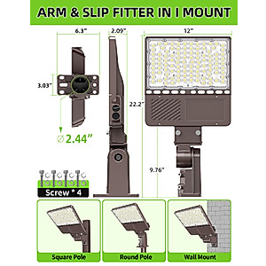 OPENLUX LED Parking Lot Light 150W 120W 90W Adjustable 4500K 5000K 5700K Tunable Up to 22500LM Photocell LED Shoebox Fixture Flood Pole Light Outdoor Field Lighting AC 100-277V